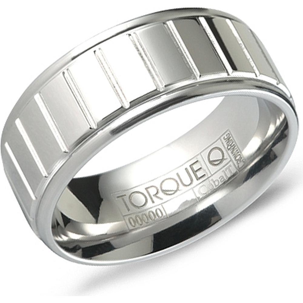 Torque Men's Wedding Band - Brushed Band with Vertical Grooved Pattern ...