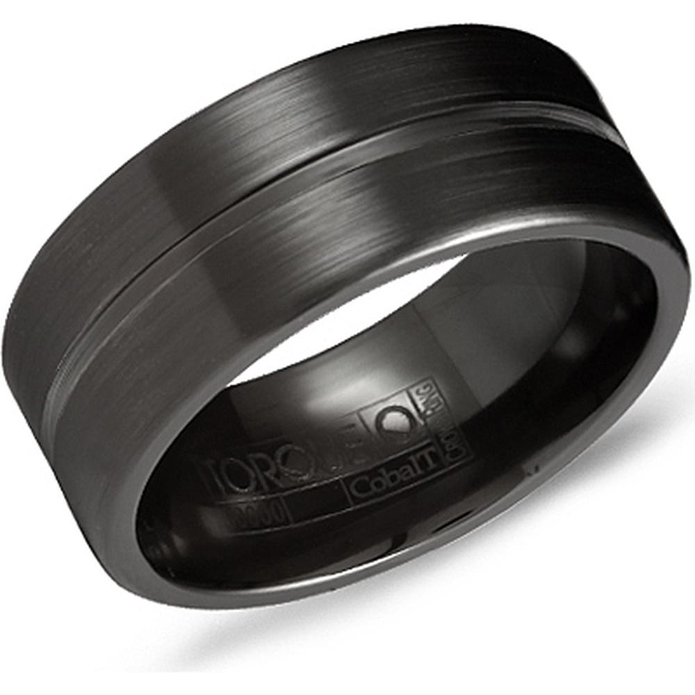 Torque Men's Wedding Band - Brushed Black Band with Black Groove and R ...