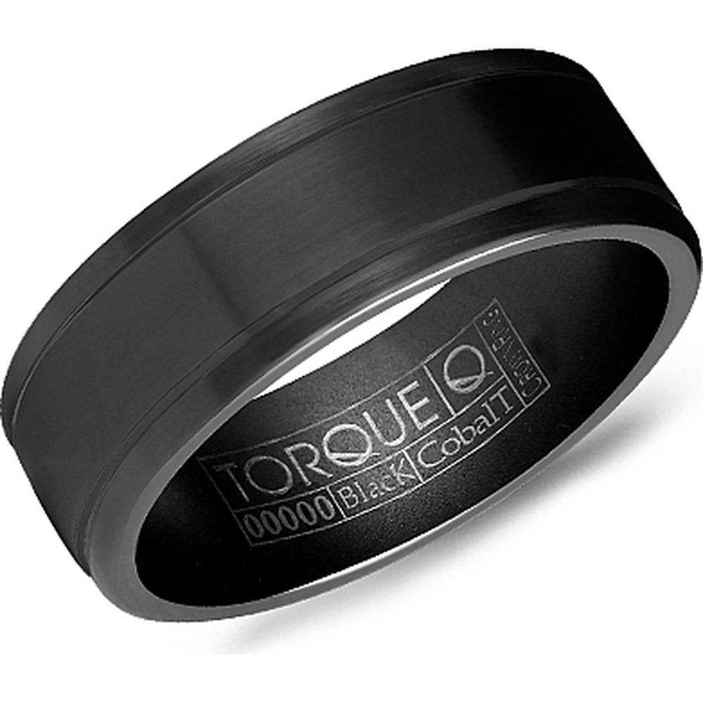 Torque Men's Wedding Band - Brushed Black Band with Subtle Brushed Edg ...