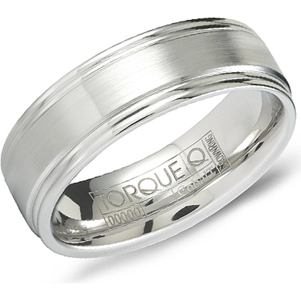 Torque Men's Wedding Band - Brushed Center with Polished Grooved Edges ...