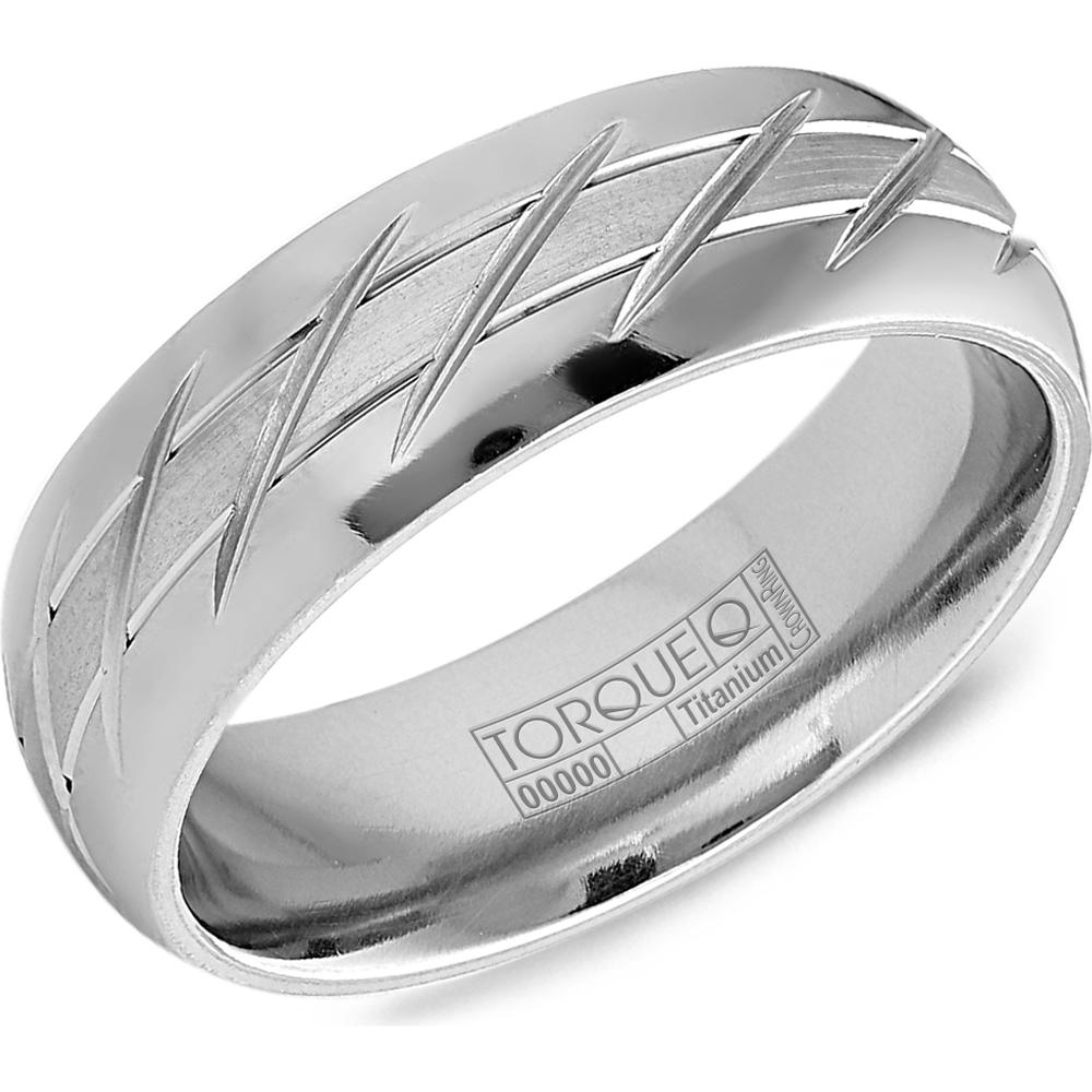 Torque Men's Wedding Band - Brushed Diagonal Grooved Engraved Polished ...