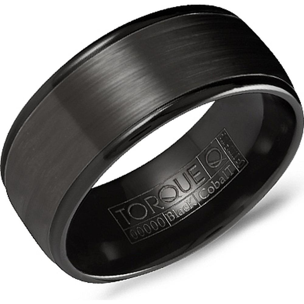 Torque Men's Wedding Band - Brushed Flat Black Band with Rounded Polis ...