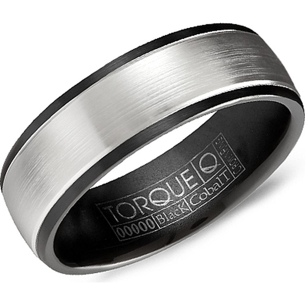 Torque Men's Wedding Band - Brushed Silver Center with Matte Black Edg ...