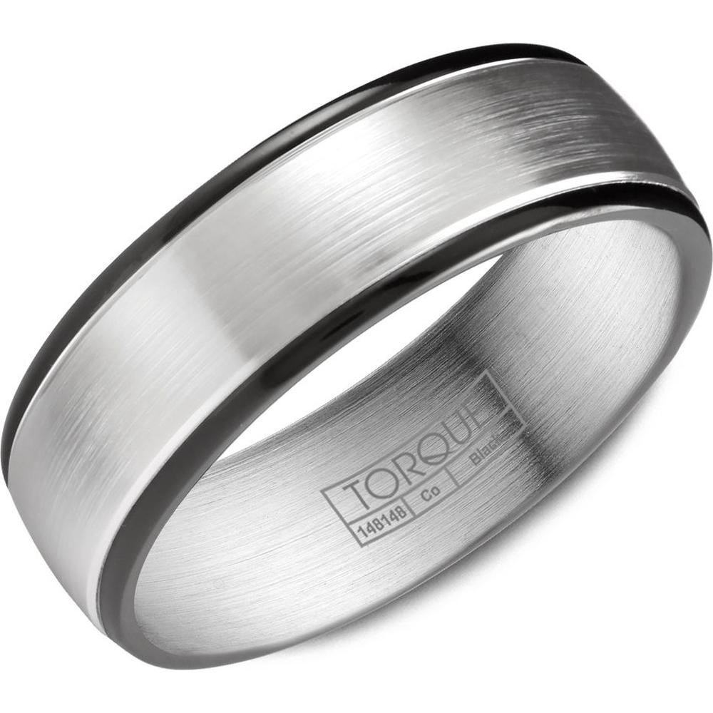 Torque Men's Wedding Band - Brushed Silver Center with Polished Black ...