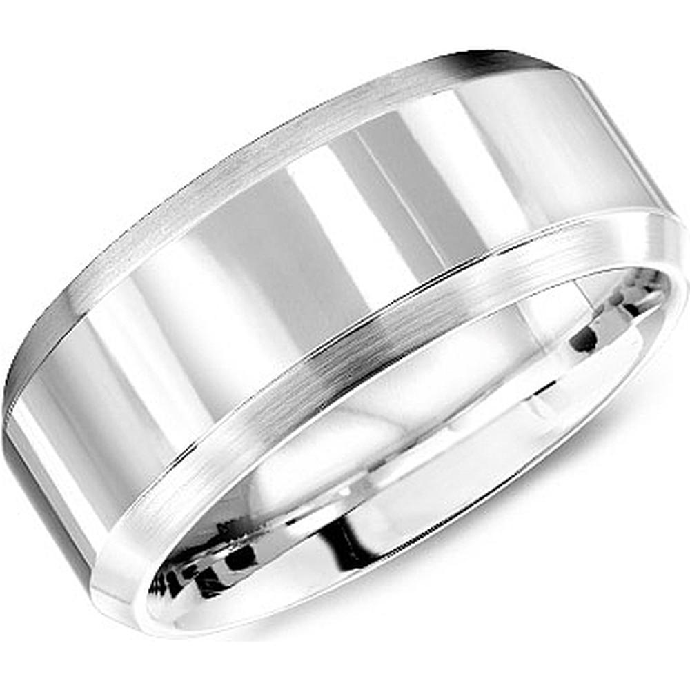 Torque Men's Wedding Band - High-Polish Center with Beveled Brushed Ed ...