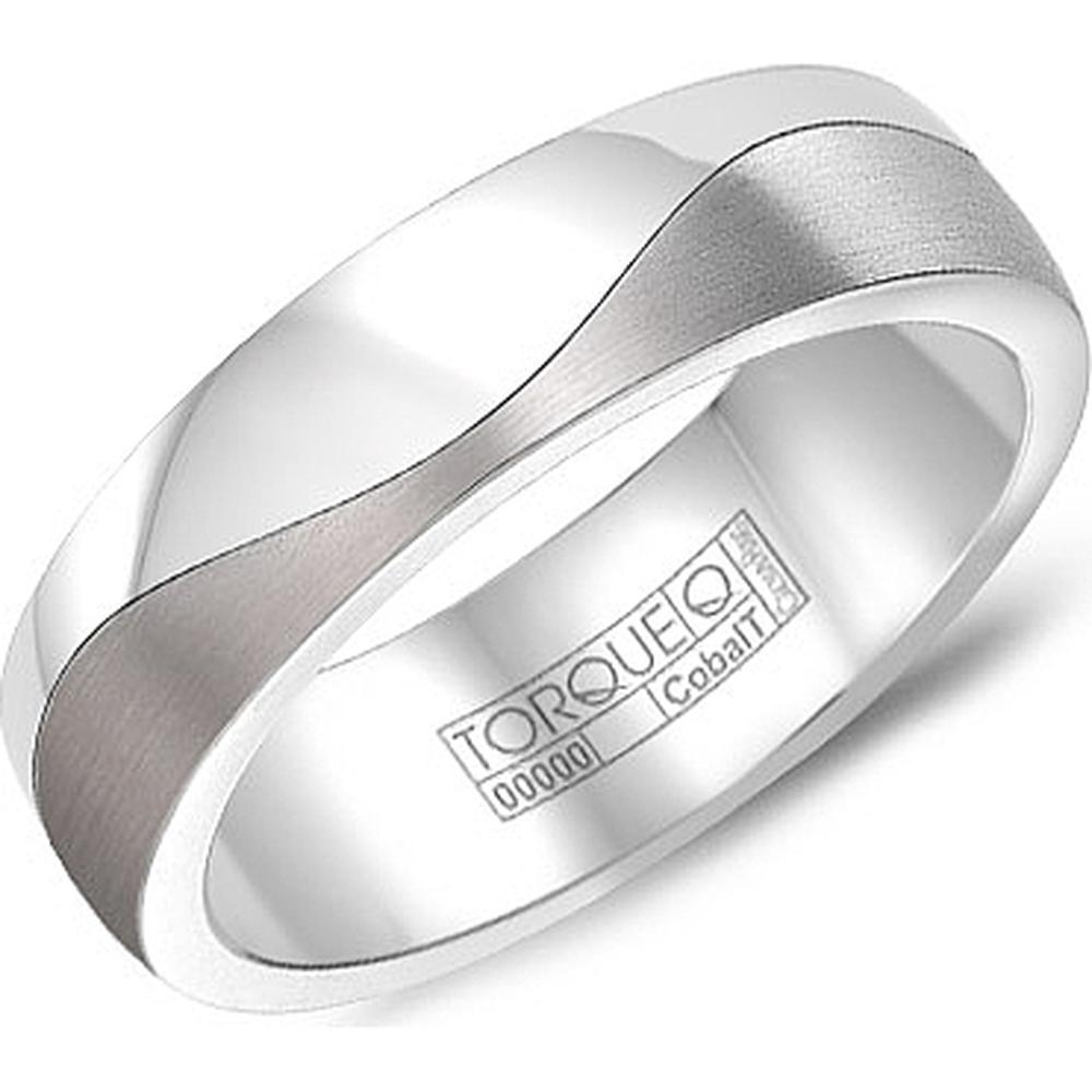 Torque Men's Wedding Band - Polished and Brushed Wave Design Band in C ...