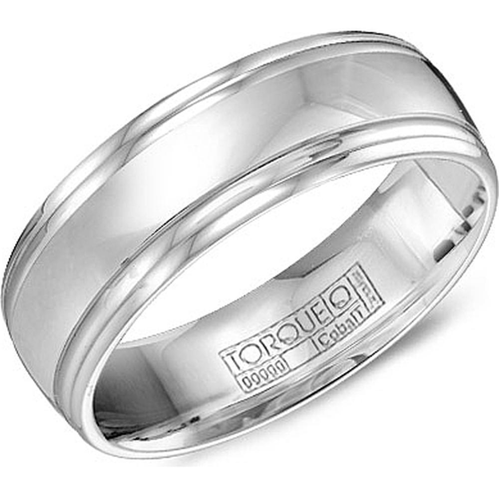 Torque Men's Wedding Band - Polished Band with Domed Center and Dual E ...