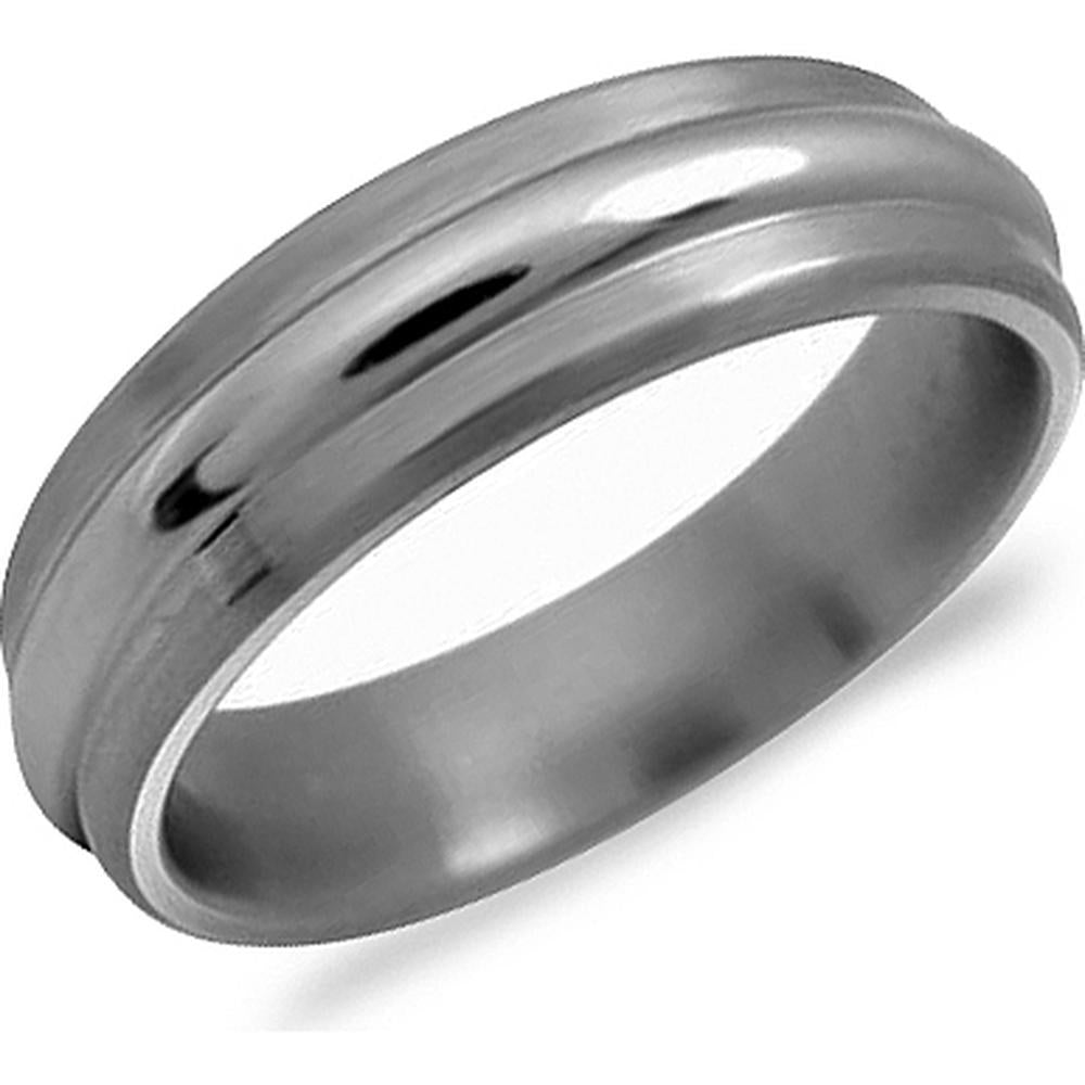 Torque Men's Wedding Band - Polished Center Ridge in Titanium - 6mm Wi ...