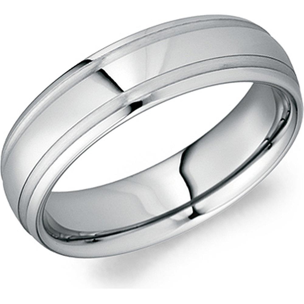 Torque Men's Wedding Band - Polished Finish with Dual Grooves and Beve ...