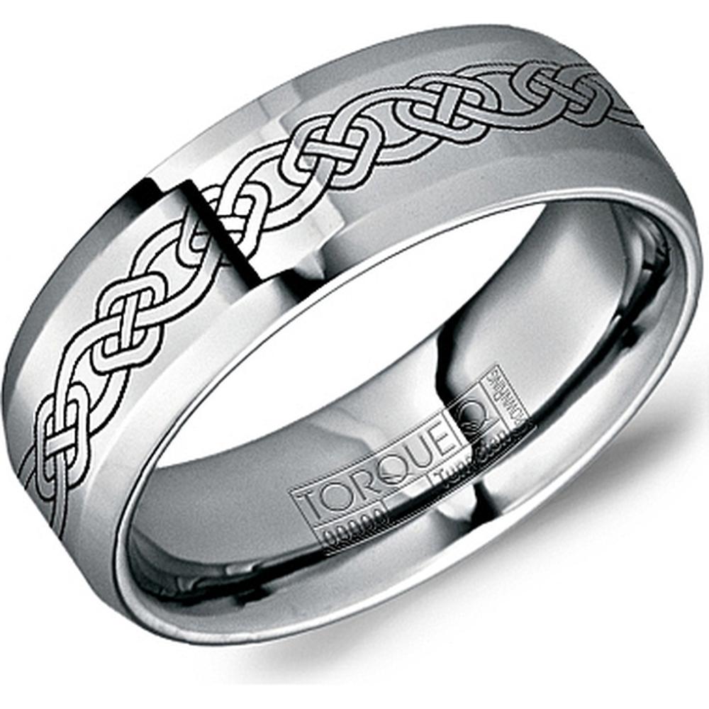 Torque Men's Wedding Band - Polished Finish with Engraved Celtic Chain ...