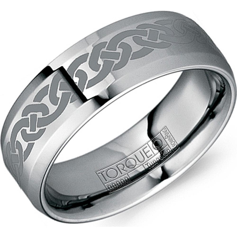 Torque Men's Wedding Band - Polished Finish with Engraved Celtic Chain ...