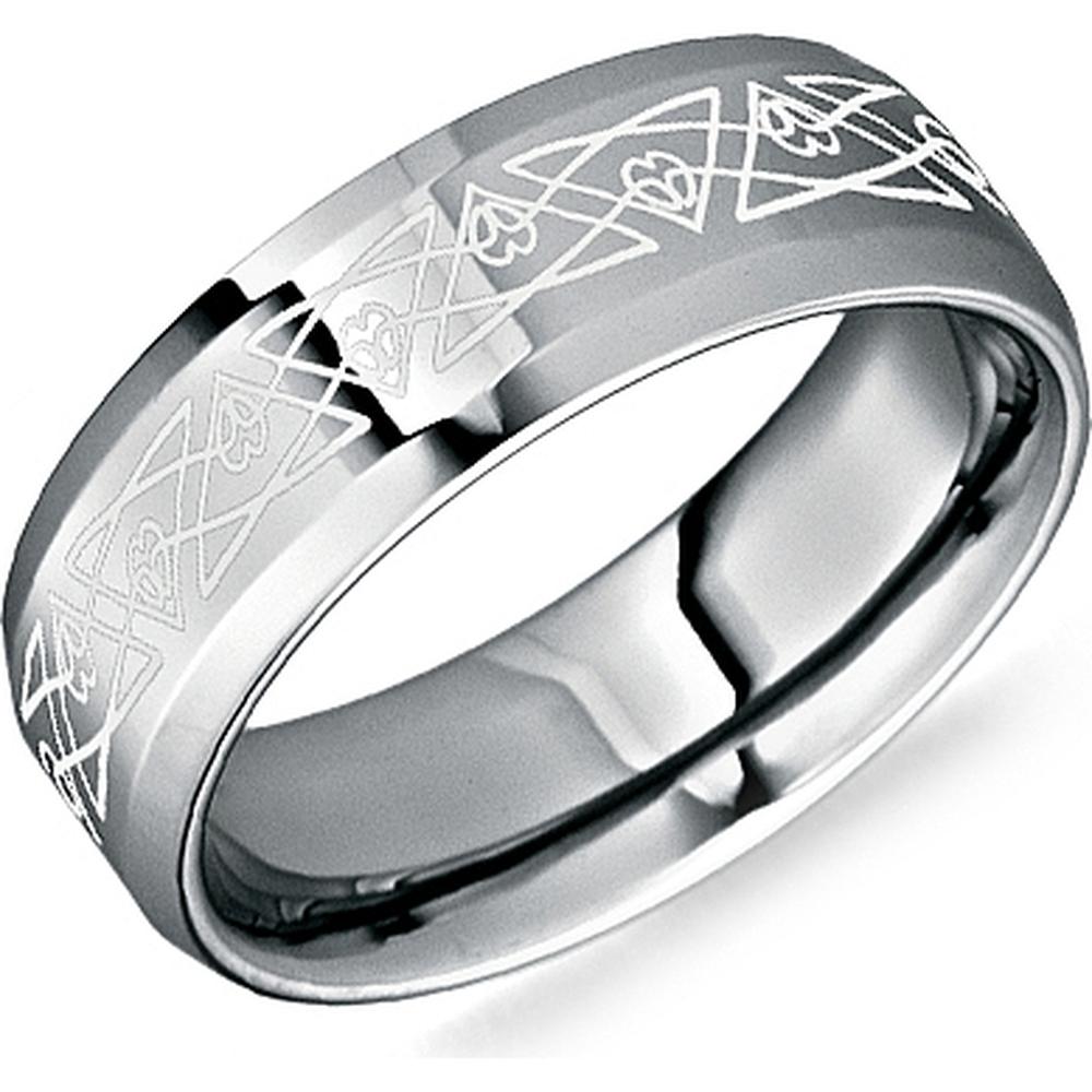 Torque Men's Wedding Band - Polished Finish with Engraved Heart and Di ...