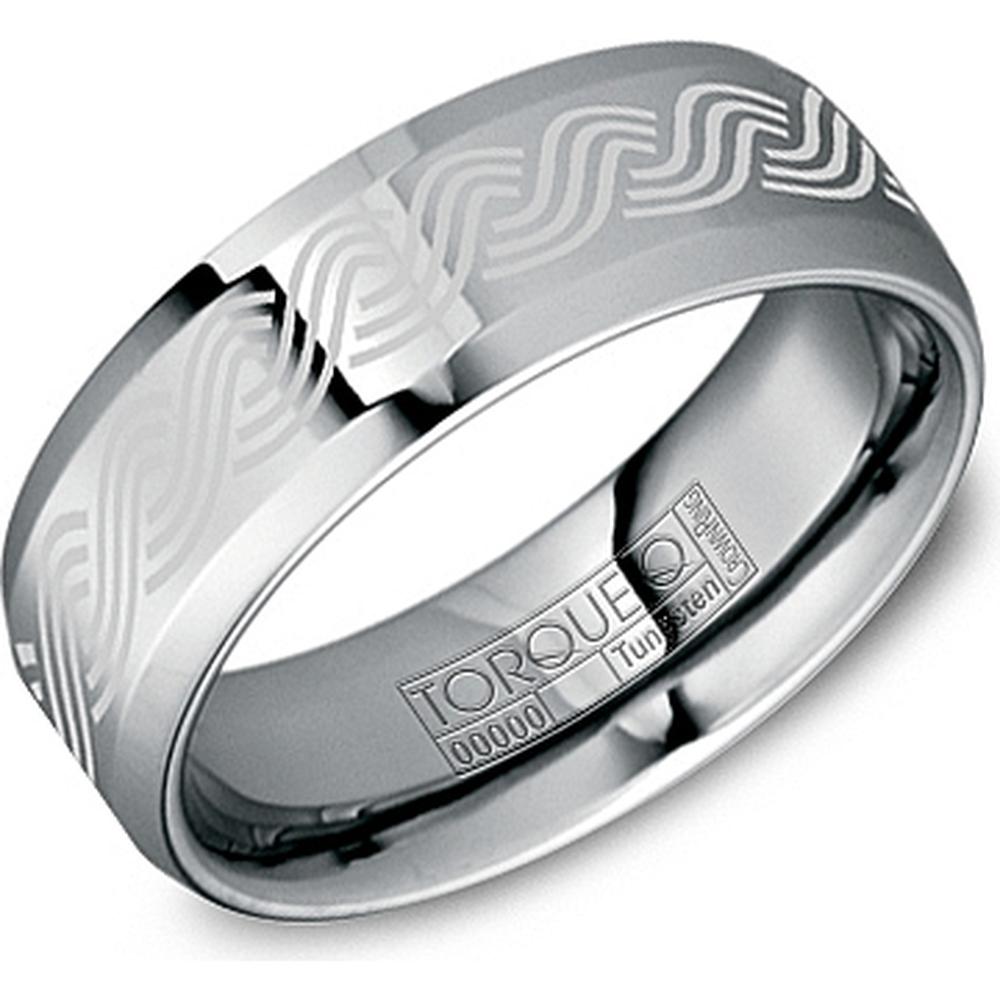 Torque Men's Wedding Band - Polished Finish with Engraved Woven Wave D ...