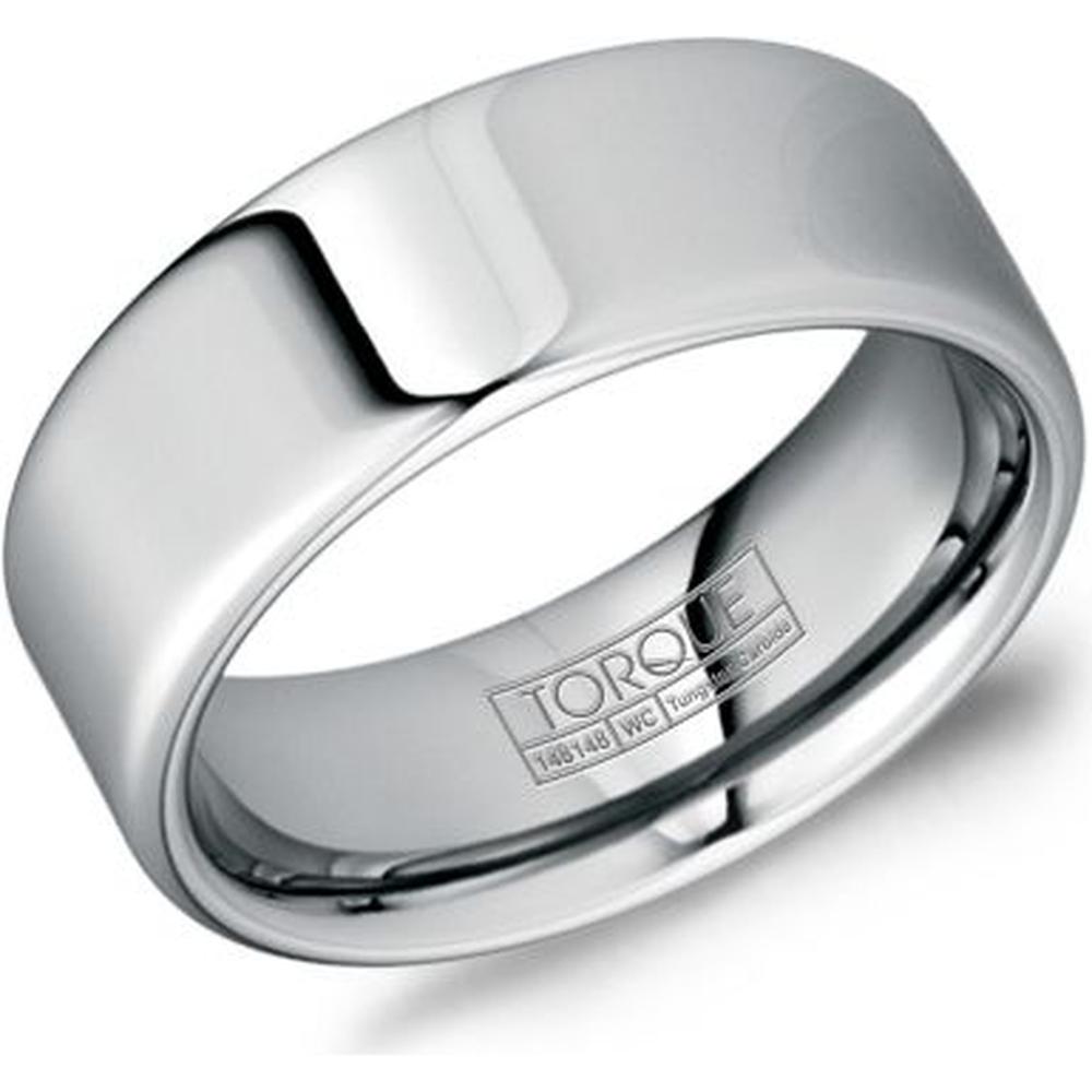 Torque Men's Wedding Band - Polished Finish with Rounded Edges in Tung ...