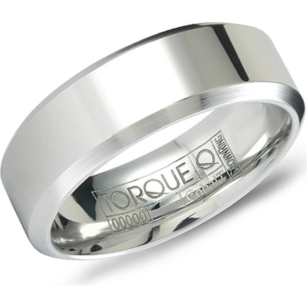 Torque Men's Wedding Band - Polished Flat Band with Brushed Edges in C ...