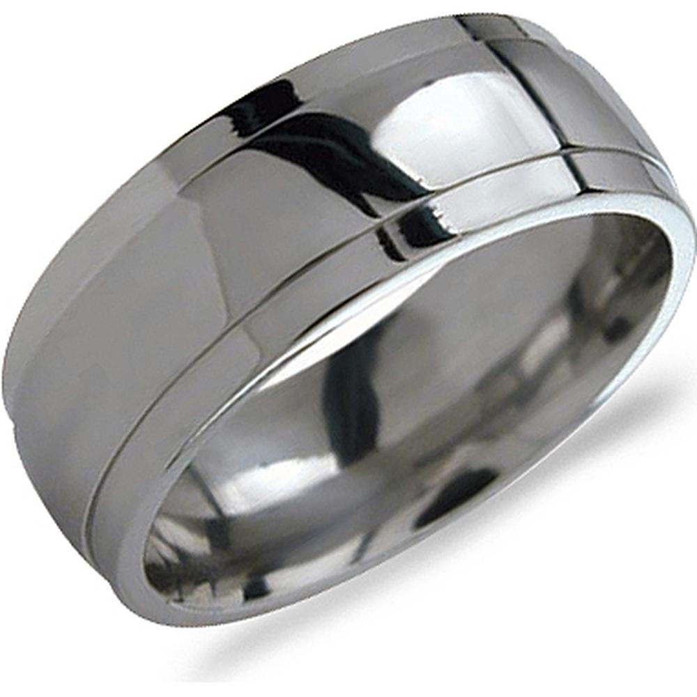Torque Men's Wedding Band - Polished Surface with Subtle Step Detailin ...