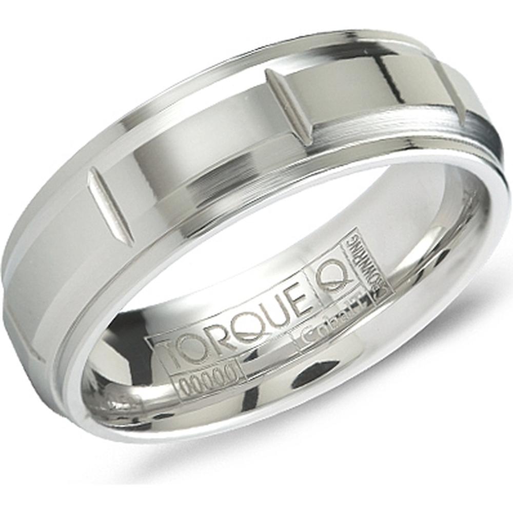 Torque Men's Wedding Band - Polished with Angular Grooved Detailing in ...