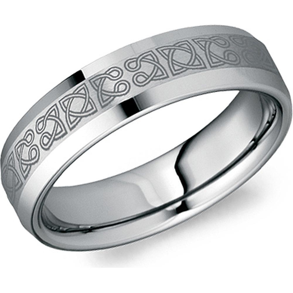 Torque Men's Wedding Band - Satin Brushed Finish with Celtic Knot Patt ...