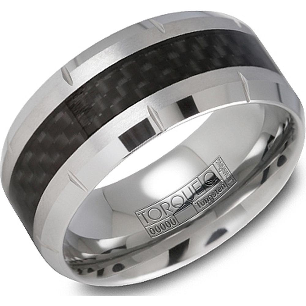 Torque Men's Wedding Band - Satin Finish with Carbon Fiber Inlay and P ...