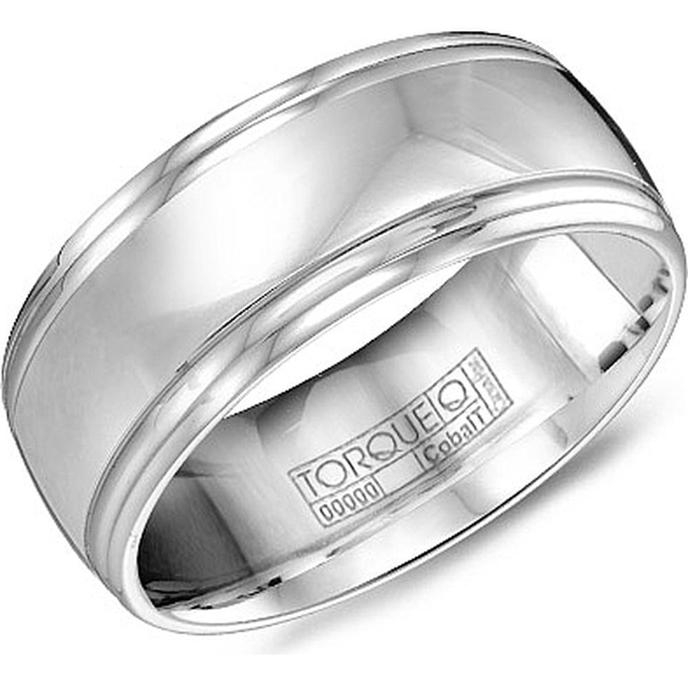 Torque Men's Wedding Band - Wide Polished Band with Subtle Rounded Gro ...