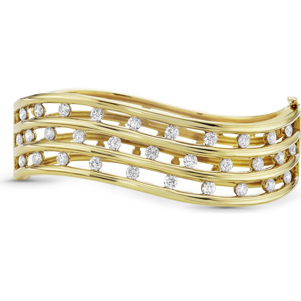 Charles Krypell - Triple Row Curved Floating Diamond Bangle Bracelet i ...