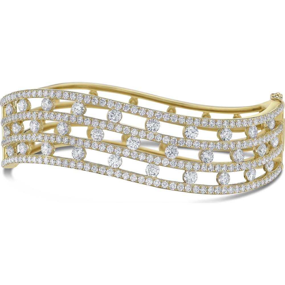 Charles Krypell - Triple Row Curved Floating Diamond Bangle Bracelet i ...