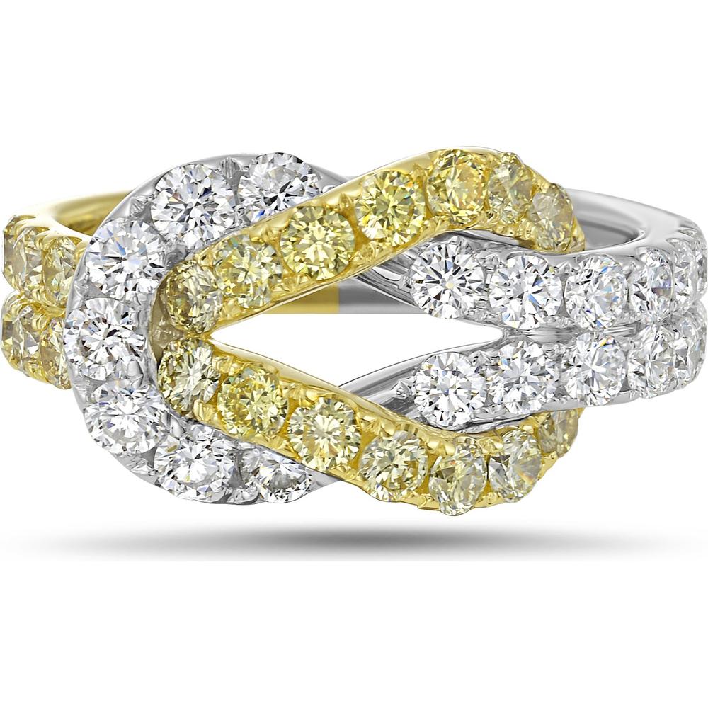 Charles Krypell - White Diamond and Yellow Diamond Hercules Knot Ring ...