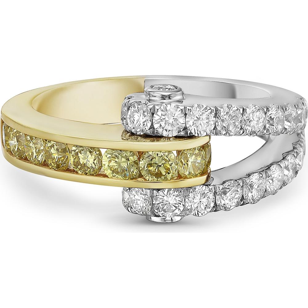 Charles Krypell - White Diamond and Yellow Diamond Hinged Ring in 18K ...