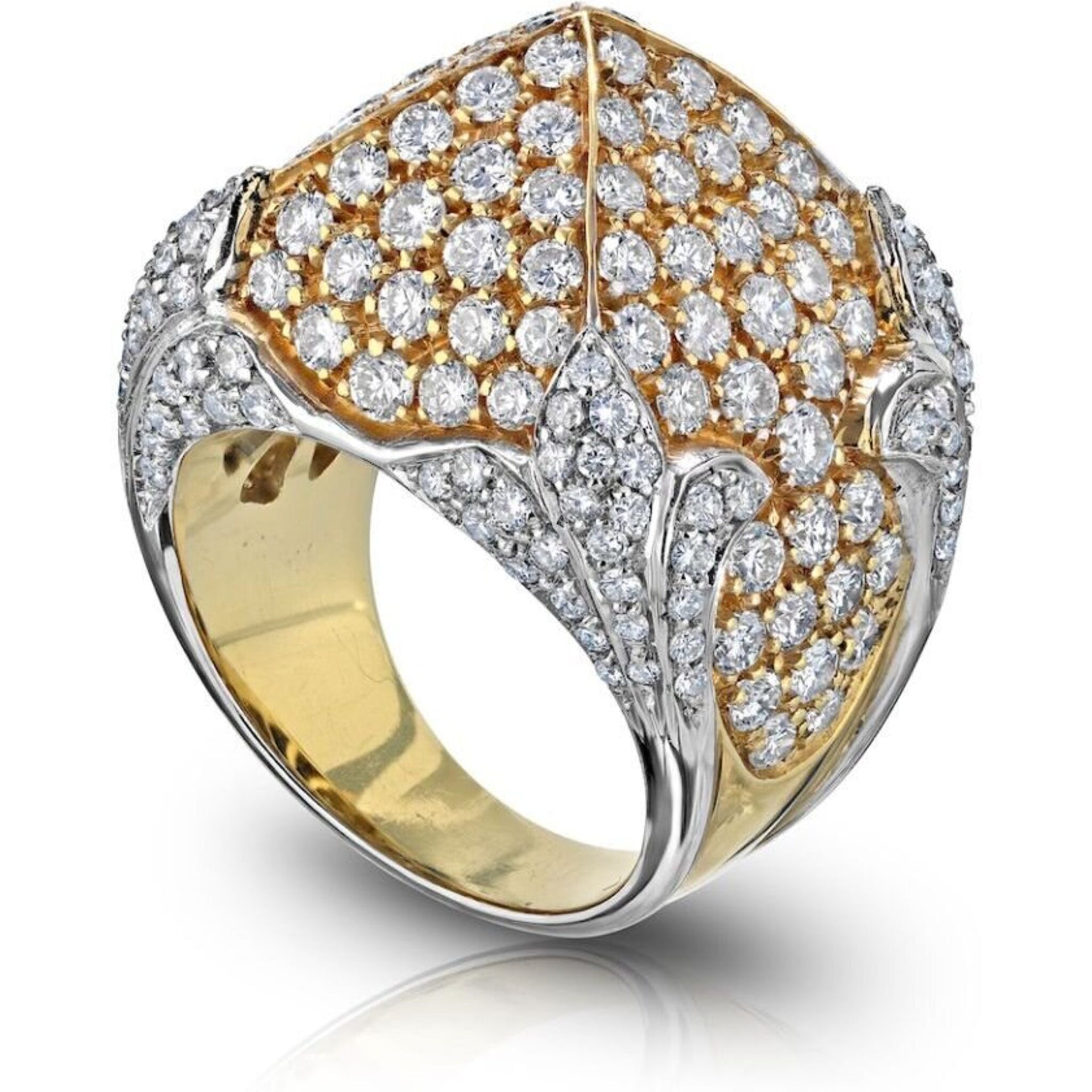18K Yellow Gold Pave Diamond Pyramid Cocktail Ring – Robinson's Jewelers