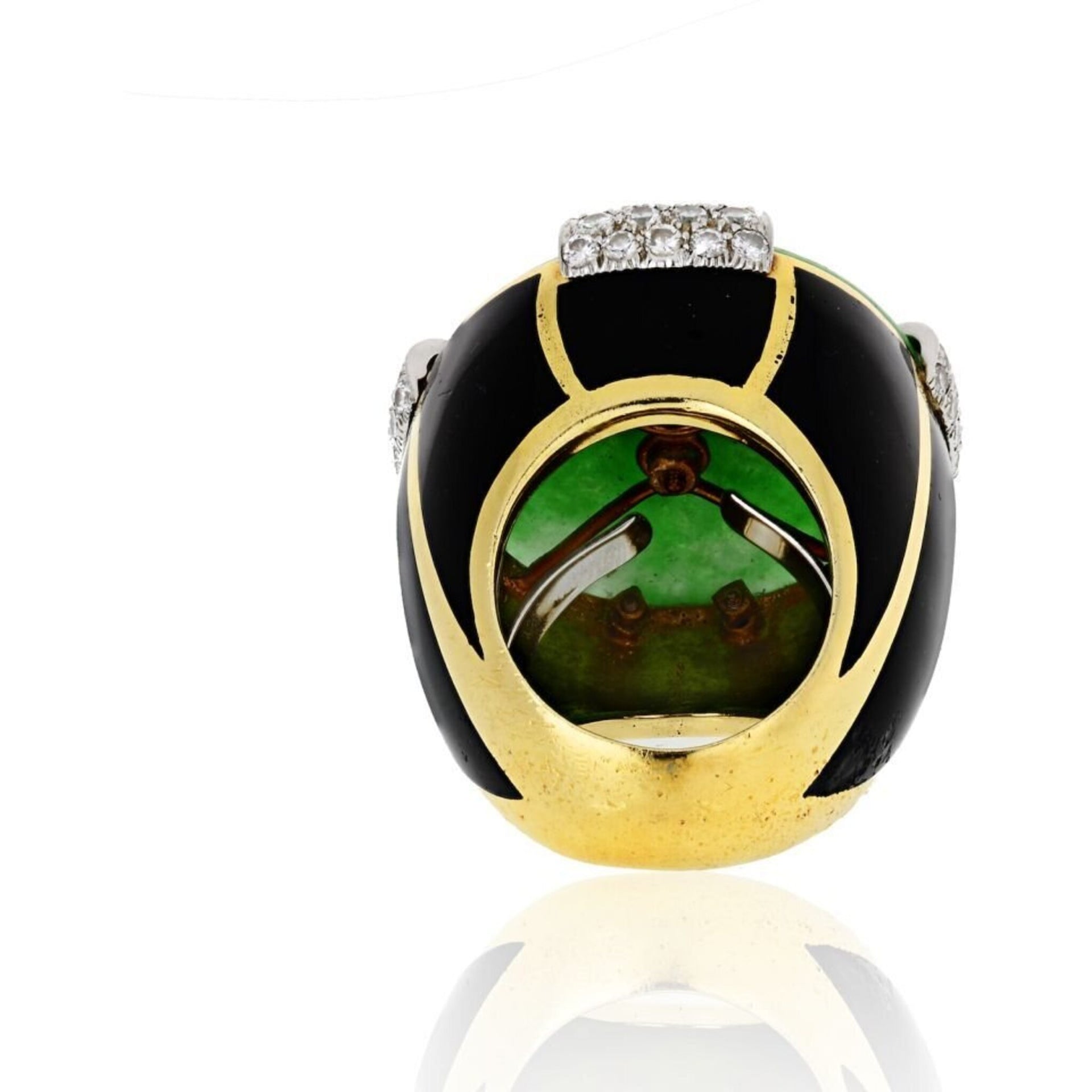 David Webb - Jade Platinum & 18K Yellow Gold Black Enamel, Diamonds, R ...