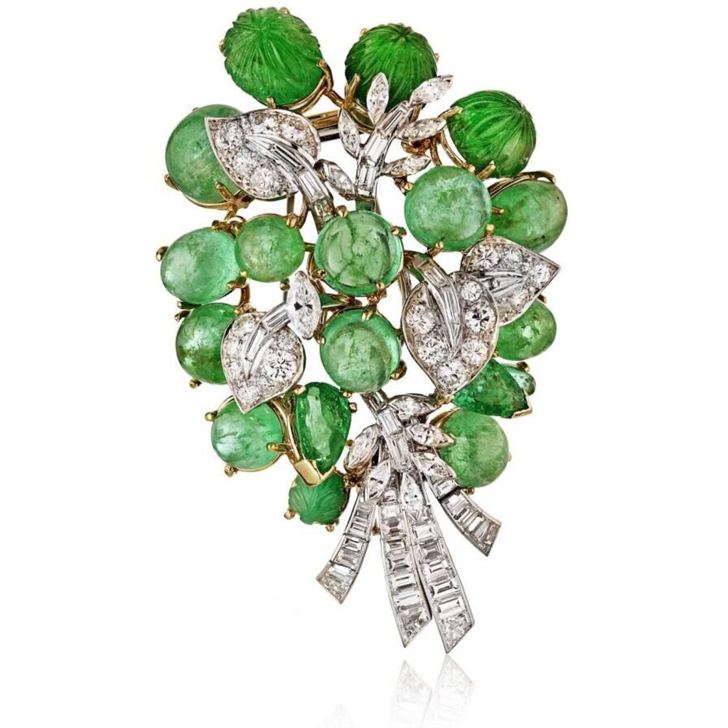 David Webb - Platinum & 18K Yellow Gold Green Emeralds & Diamonds, Bro ...