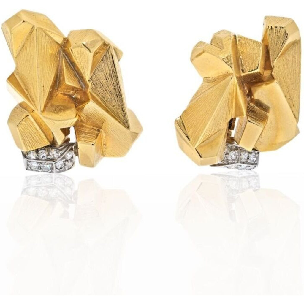 David Webb - Platinum & 18K Yellow Gold Textured Nugget Diamond Slope ...