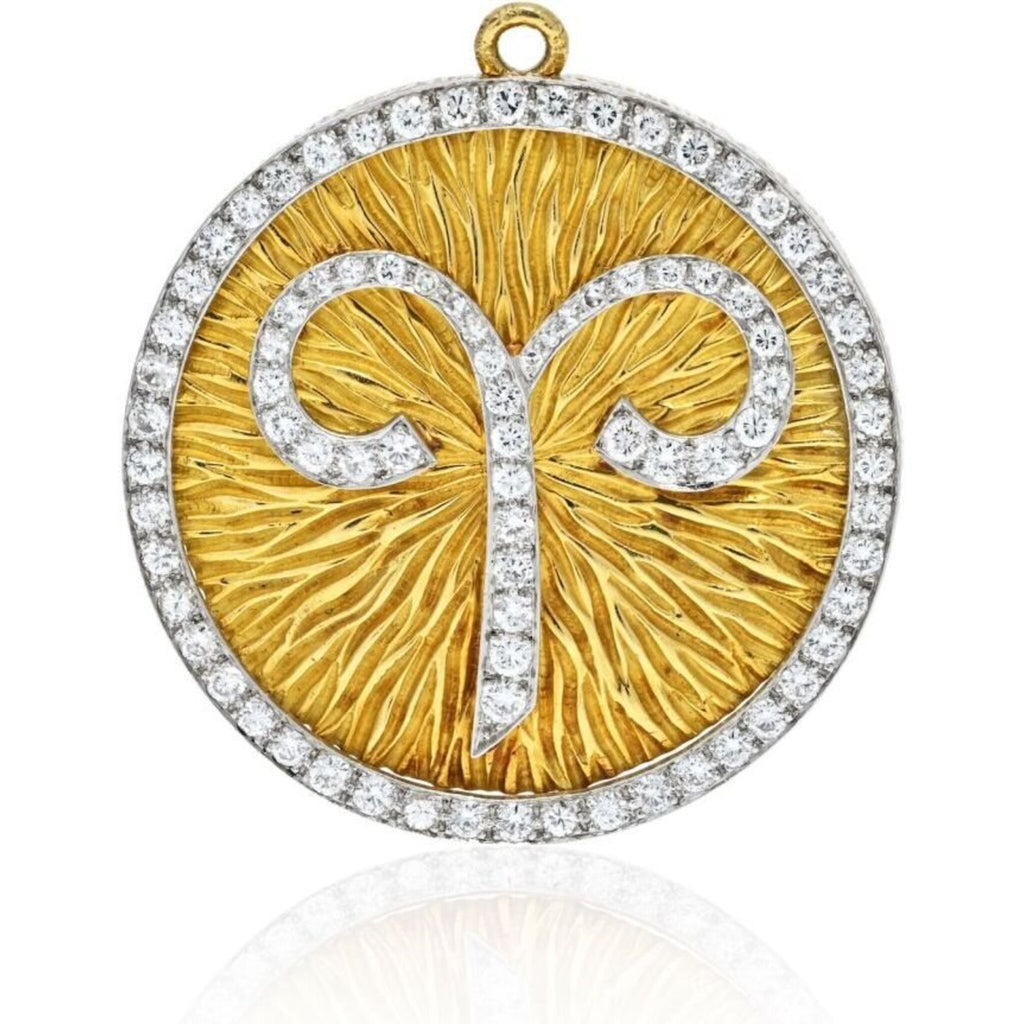 David Webb - Platinum & 18K Yellow Gold Zodiac Aries Large Pendant ...