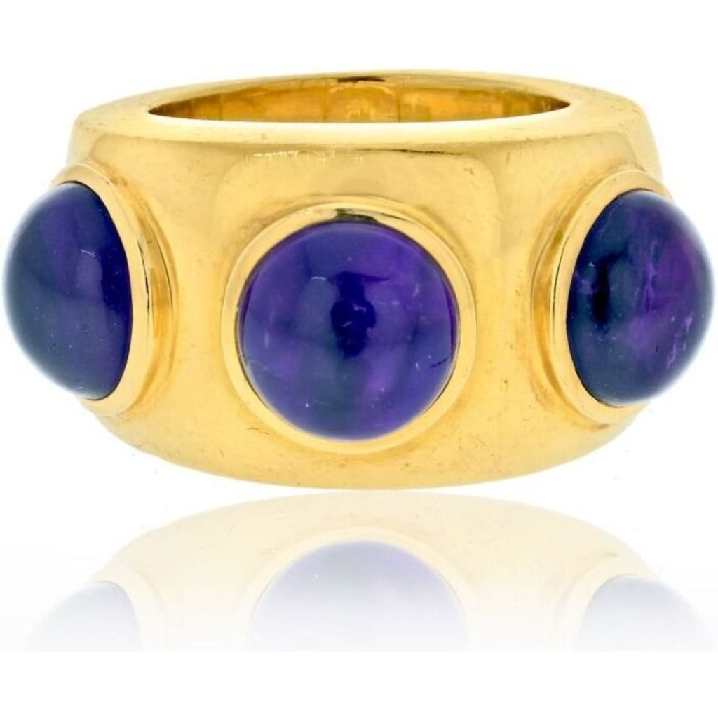 Dominique Paris - 22K Yellow Gold Triple Station Amethyst Ring ...